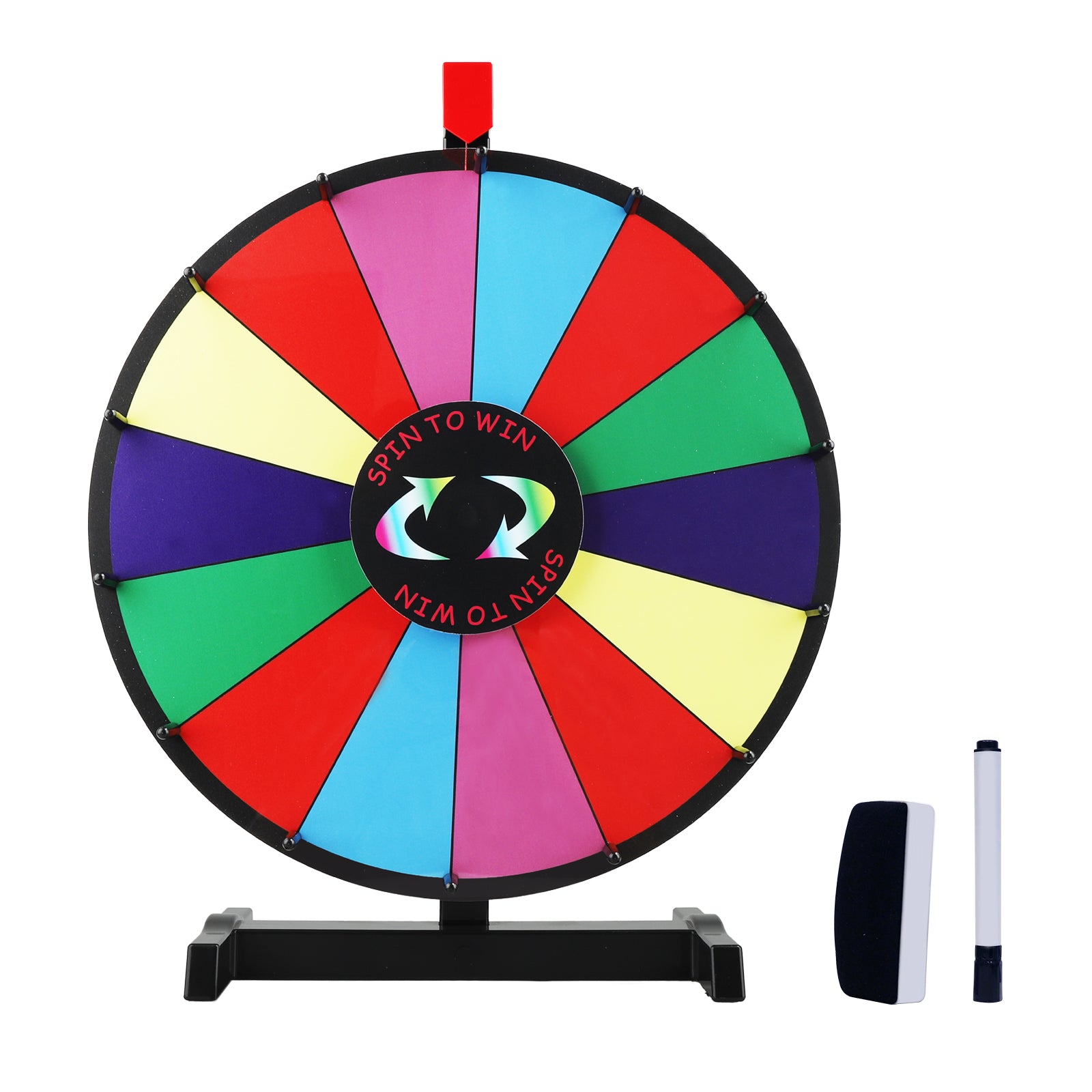 24" Tabletop Prize Wheel with 14 Slots – Stable Stand, Dry Erase & Mar ...